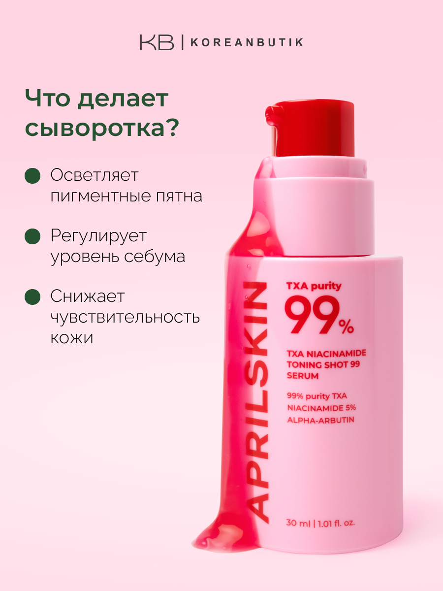 Сыворотка для лица осветляющая | APRILSKIN TXA Niacinamide Toning Shot 99 Serum 30ml