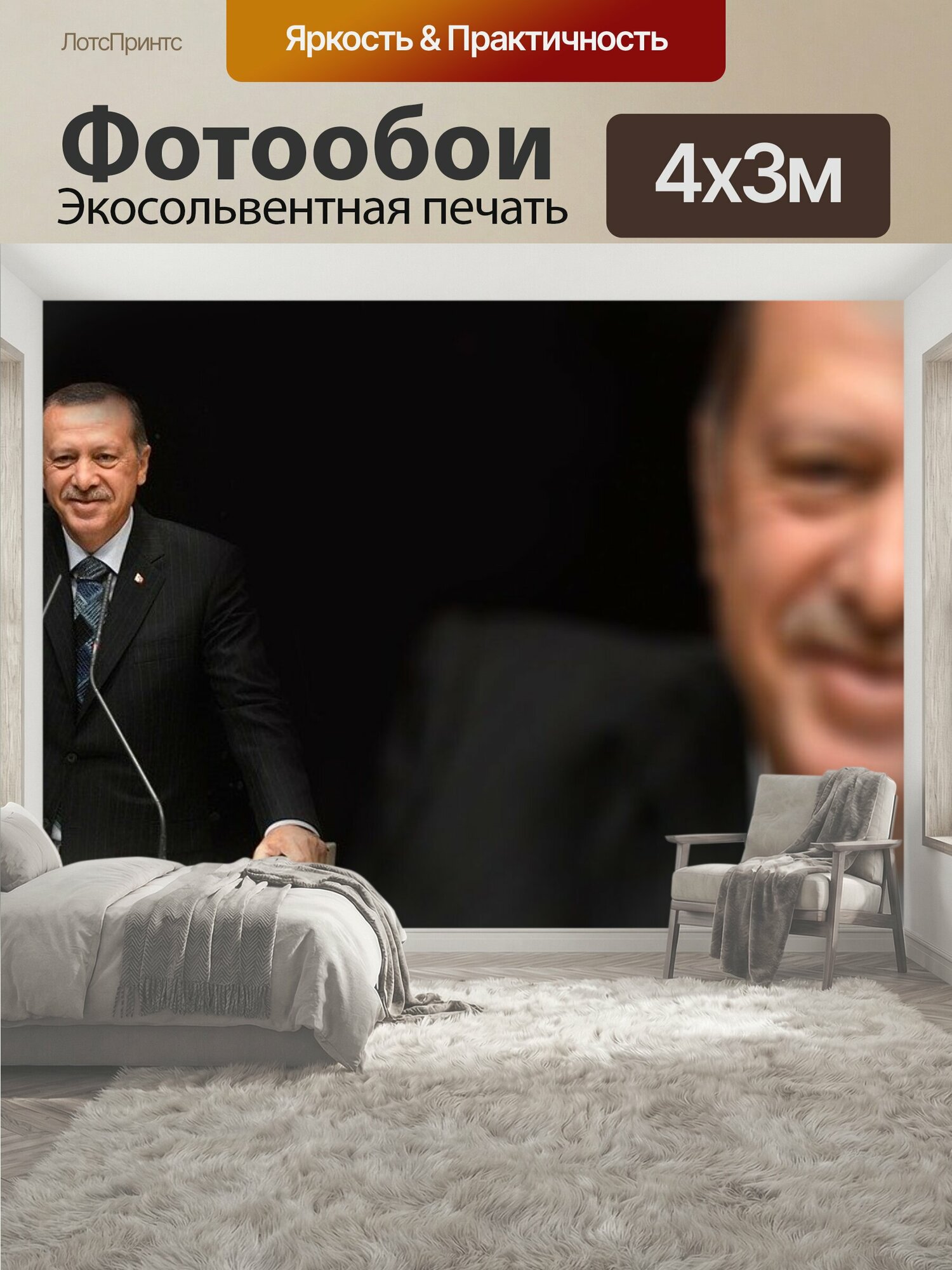 Фотообои "Эрдоган, турция, президент" 400x300 см. экосольвентная печать