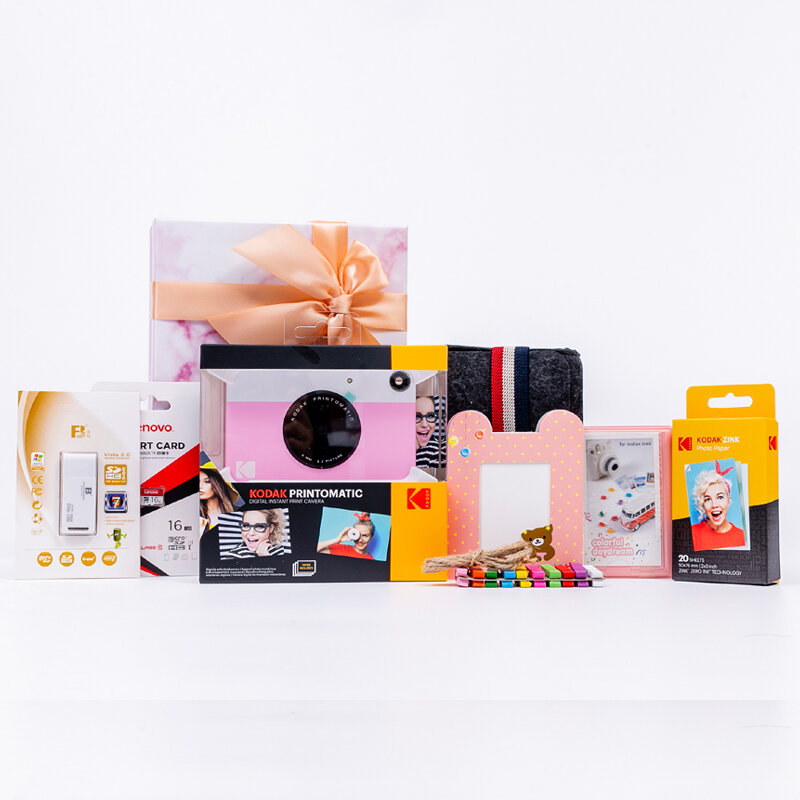 Камера KODAK PRINTOMATIC мгновенной печати розово-белая без чернил подарочная упаковка Цвет：Розово-белый с подарочной