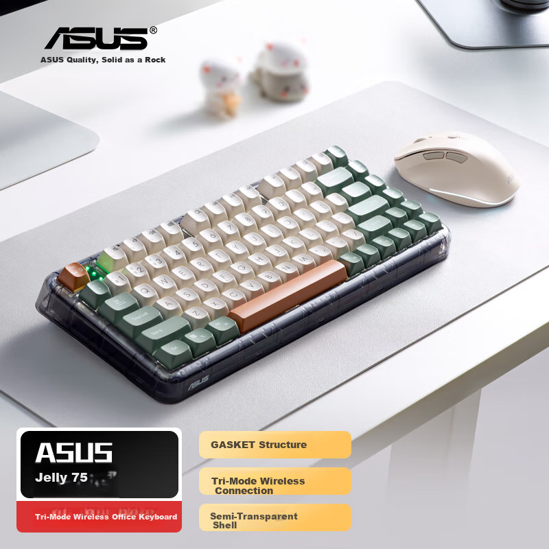 ASUS Jelly 75 75% механическая клавиатура с полной заменой клавиш, тихими клавишами, совместимость с macOS Цвет：Jelly