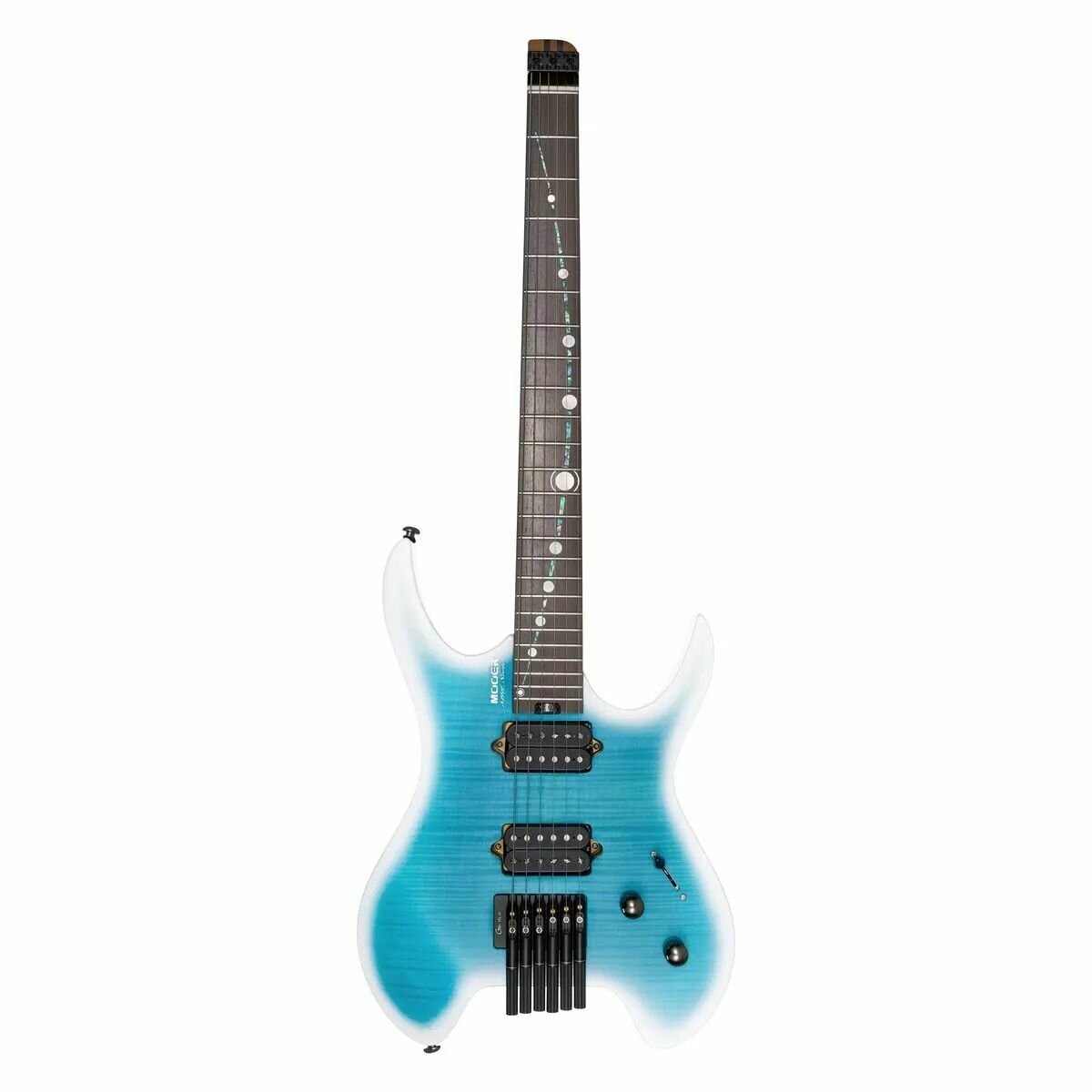 Mooer MHL100 Blue Burst безголовая электрогитара с чехлом, цвет синий берст