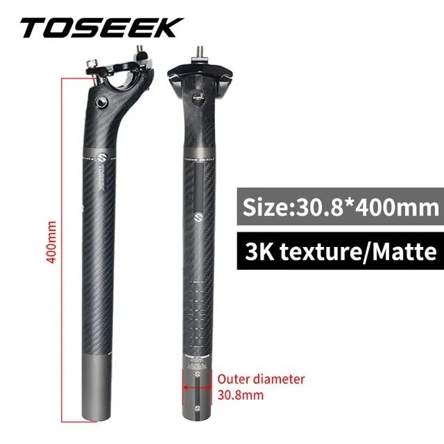 Подседельный штырь для велосипеда TOSEEK из матового карбона, смещение 20 мм
