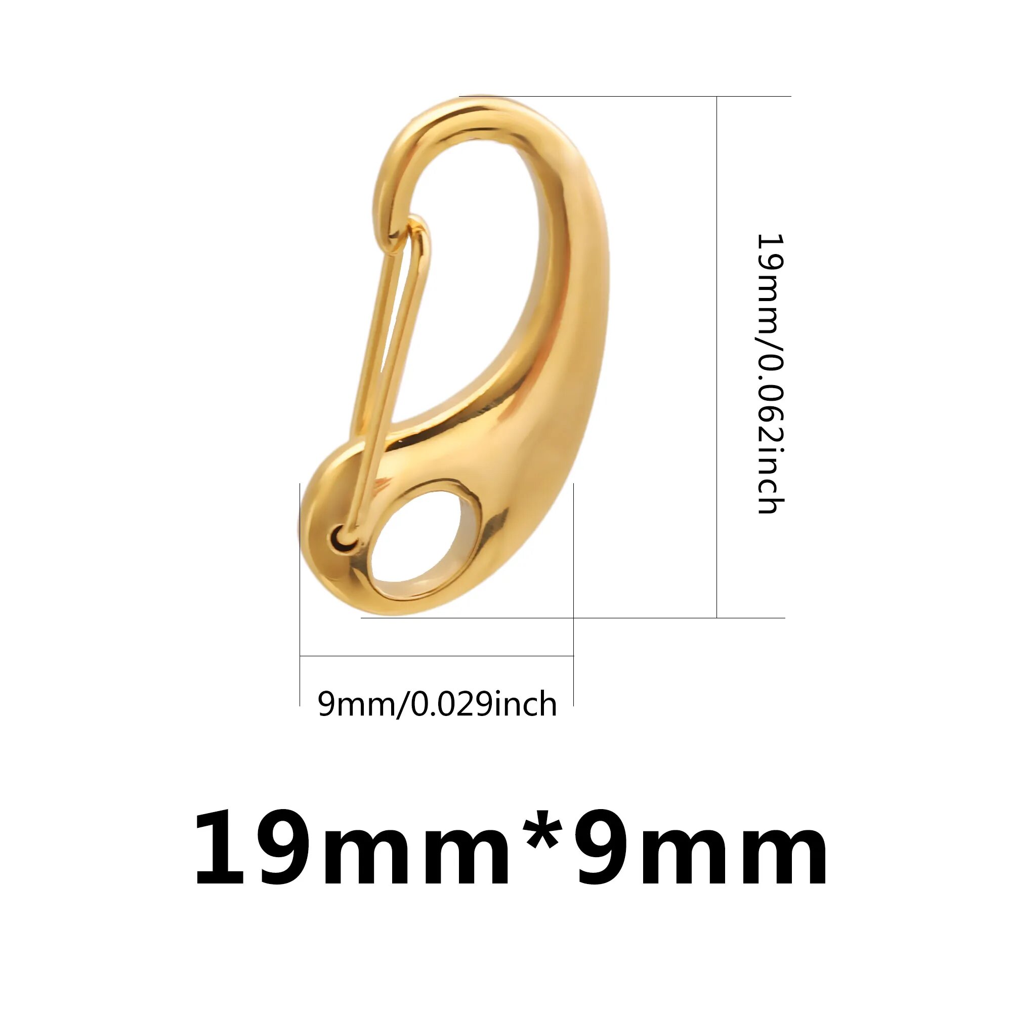 Золотые серьги-клипсы 19 мм, 3 шт.