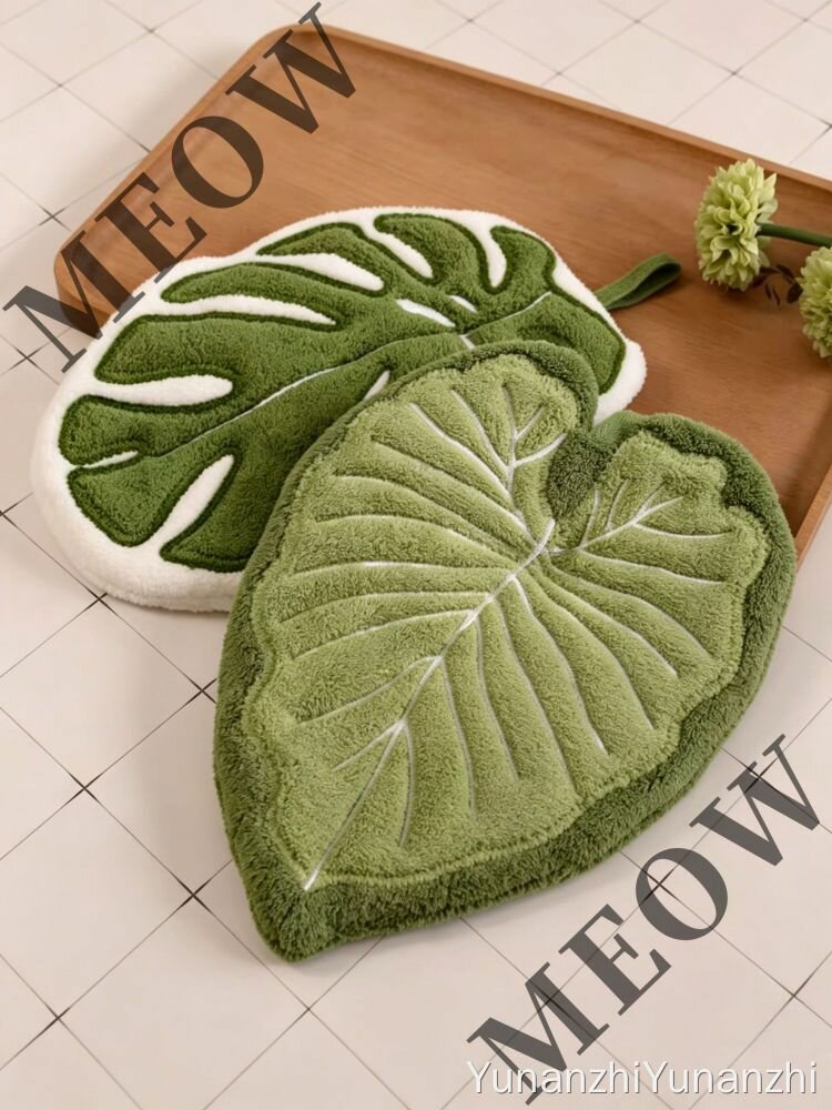 Полотенце кухонное, шенилловая фактура, 25x25 см, 2 шт, листья, для кухни