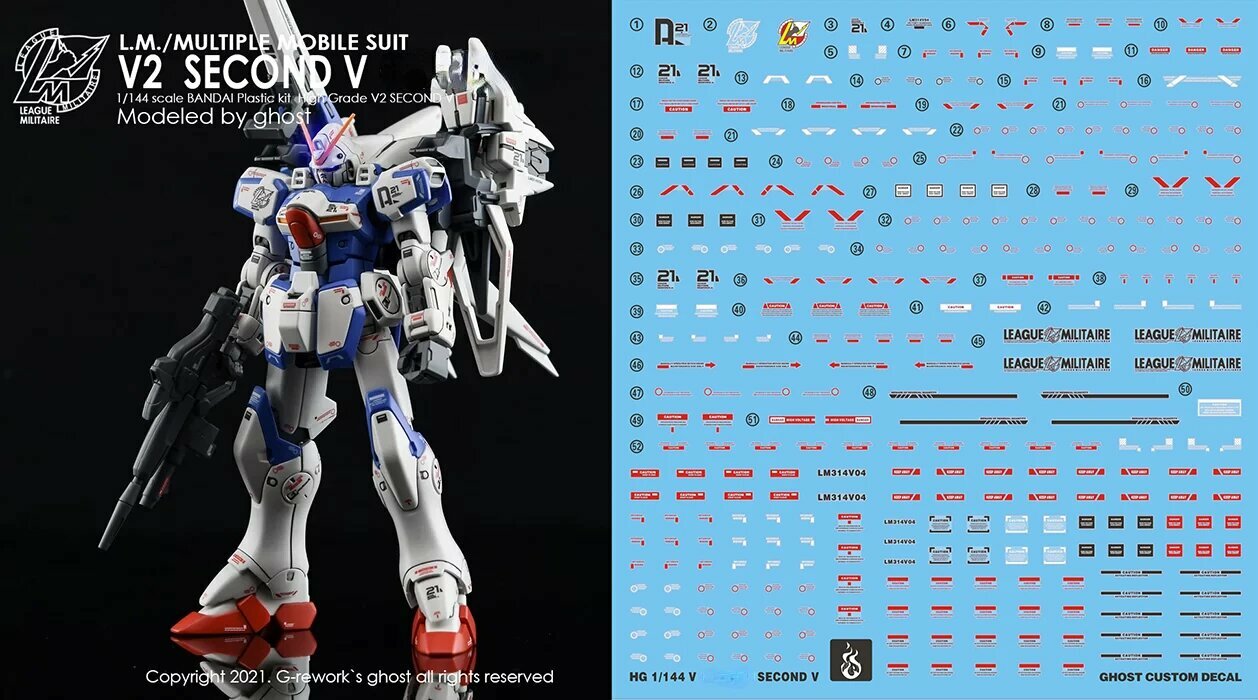 Наклейка YAN Decal для 1/144 HGUC V V2 Second V V-DASH L. M./несколько комплектов моделей мобильных костюмов, строительные хобби, Водные Наклейки для творчества
