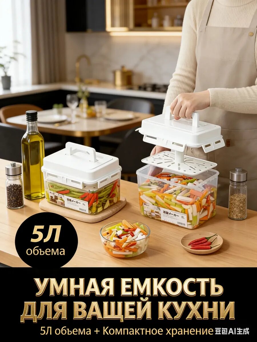 Пищевой контейнер с гнетом 5 литров