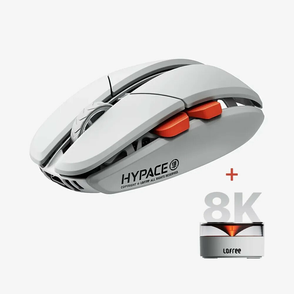 Мышь беспроводная Lofree Hypace 2.4GHz + Bluetooth и проводная, белый