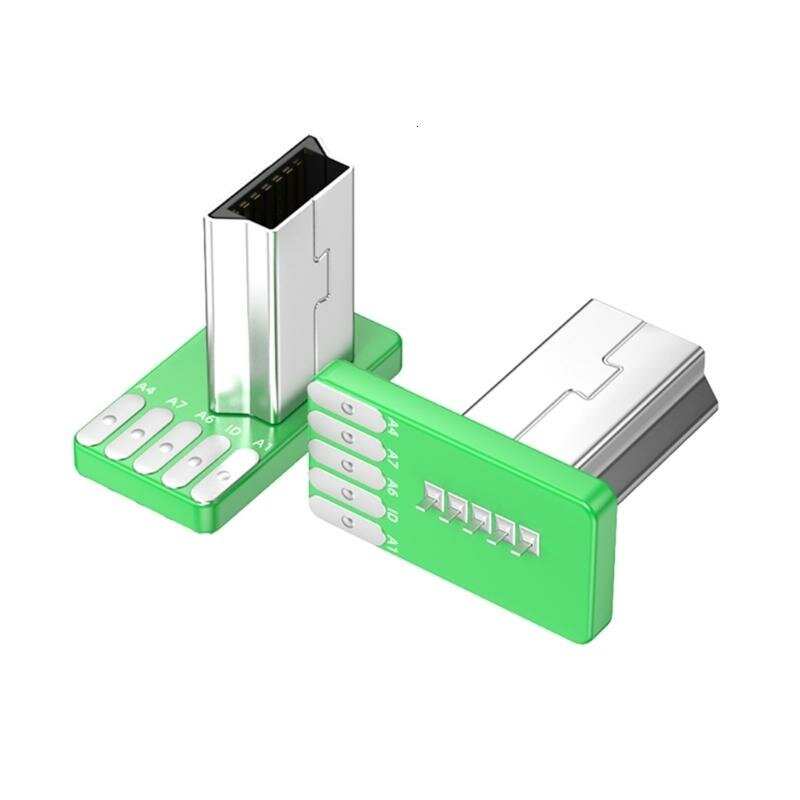 Разъем USB 2.0 4Pin / Type-C 5Pin 90° для пайки на плату, правильно - Штекер Mini USB