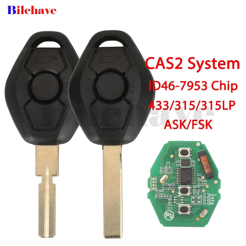 Пульт BMW 3/5/7 сер. Jingyuqin CAS2, 3 кнопки, 433MHz, HU92