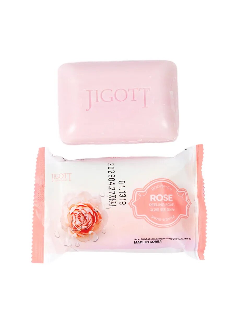 Jigott Мыло-скраб для лица и тела с экстрактом розы / Rose Scrub Soap, 150 г