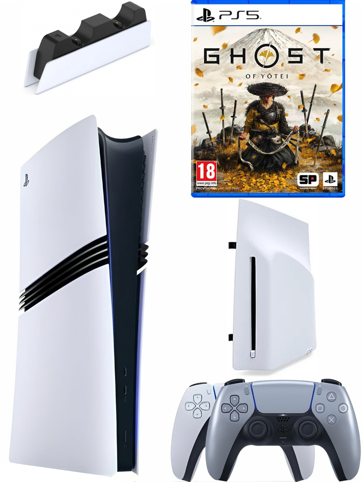 Игровая приставка Sony PS 5 Pro Digital Edition+Зарядная станция+ Дисковод +2-ой геймпад+Ghost of Yōtei,2Tb SSD