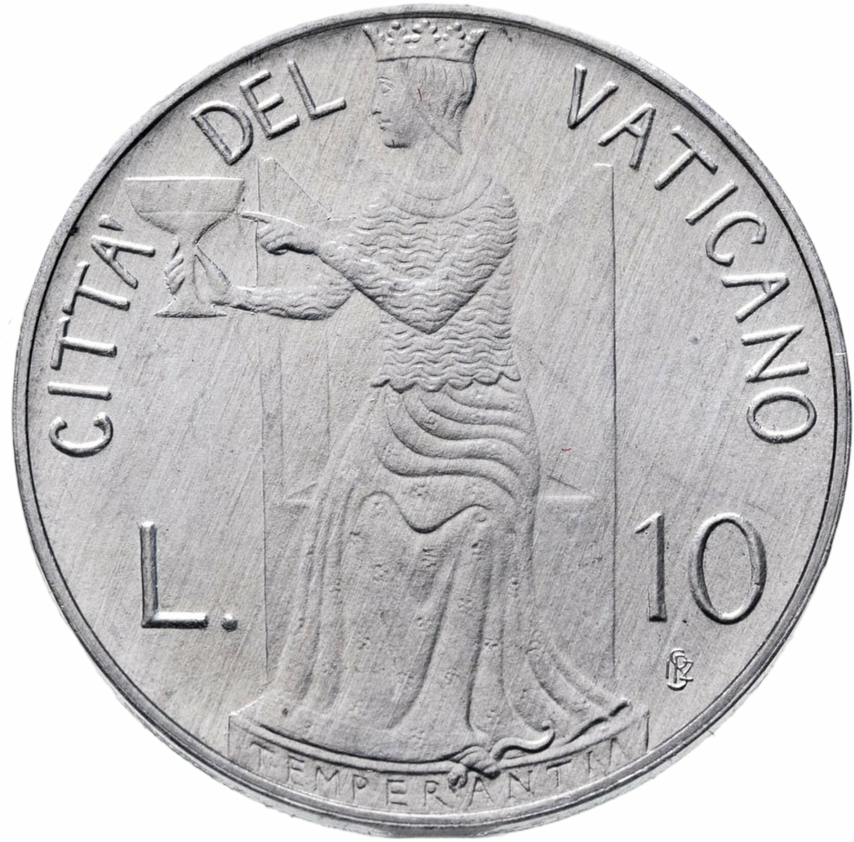 Ватикан 10 лир lire 1980, Алюминий, в сохранности UNC