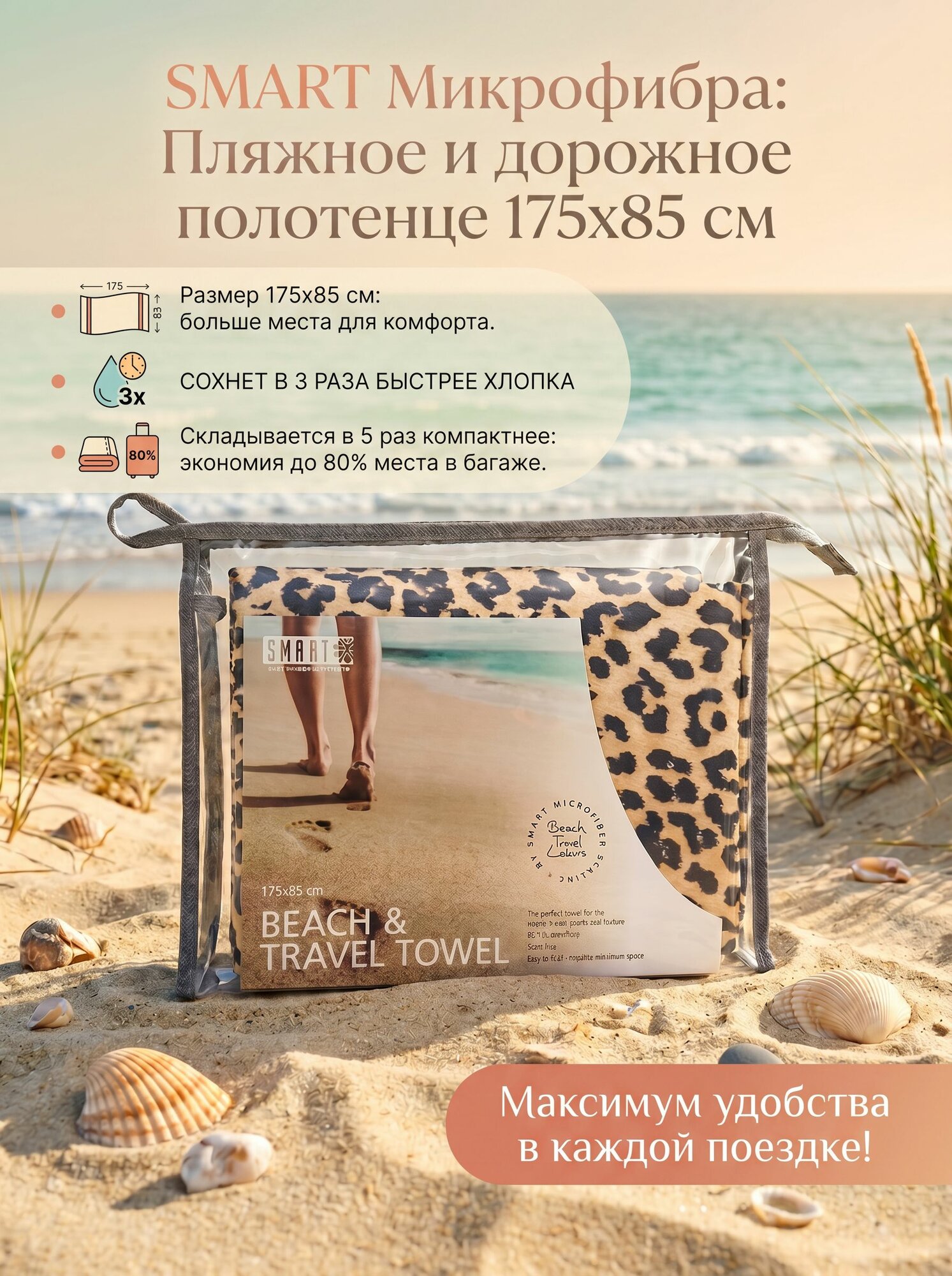 Пляжное и тревелполотенце Smart Microfiber System: максимум комфорта в компактном формате