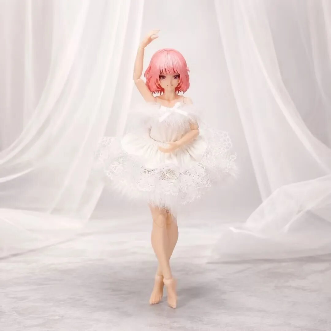 Аксессуары для кукол BJD 1/12: белое балетное платье