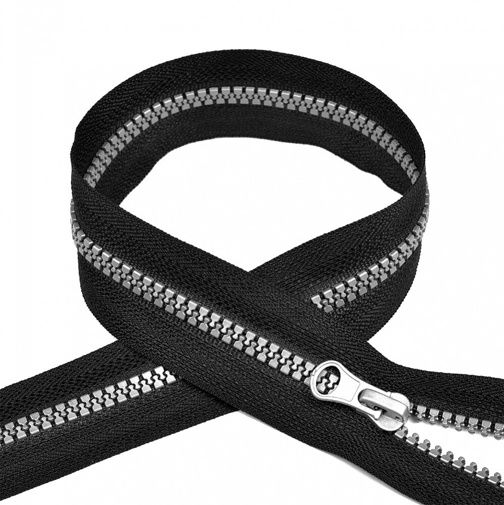 Молния MaxZipper Трактор, №5, серое звено, 40 см, цвет F322, черный, 50 шт (ТР5/НАП. ТН/40. F322)