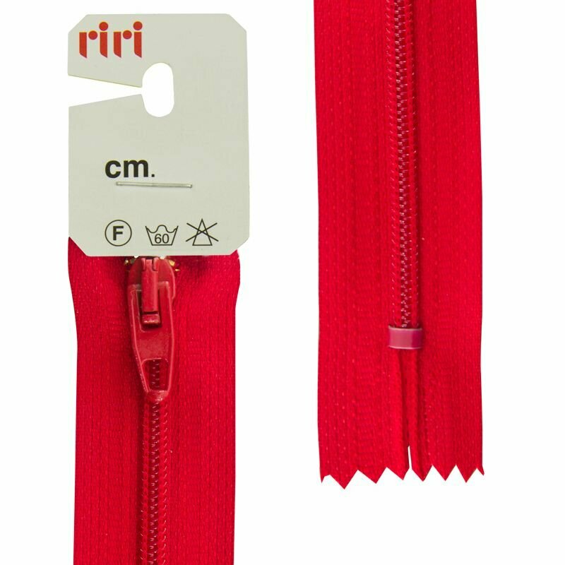 Молния riri "Meras", спираль, неразъемная, 4 мм, 18 см, цвет 2407, Красный