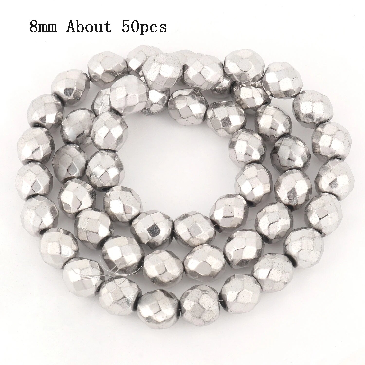 Гематитовые бусины для браслета TTUIJI Серый, style21-8mm