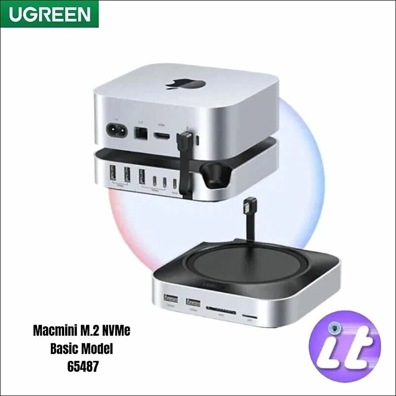 Док-станция UGREEN для Mac mini M4 с SSD NVMe и портами USB A и USB C