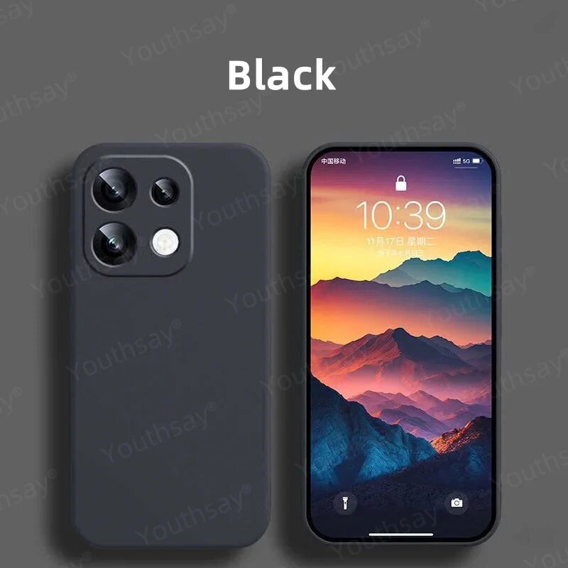 Чехол для OPPO Reno 16 5G (Китай), OPPO Reno 16 Pro, мягкий оригинальный жидкий Reno 16 China, Black