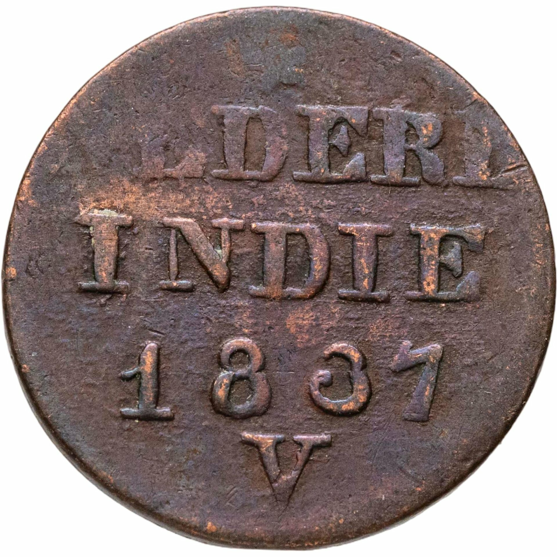 Голландская Ост-Индия 1 цент 1837, Медь, в сохранности VF