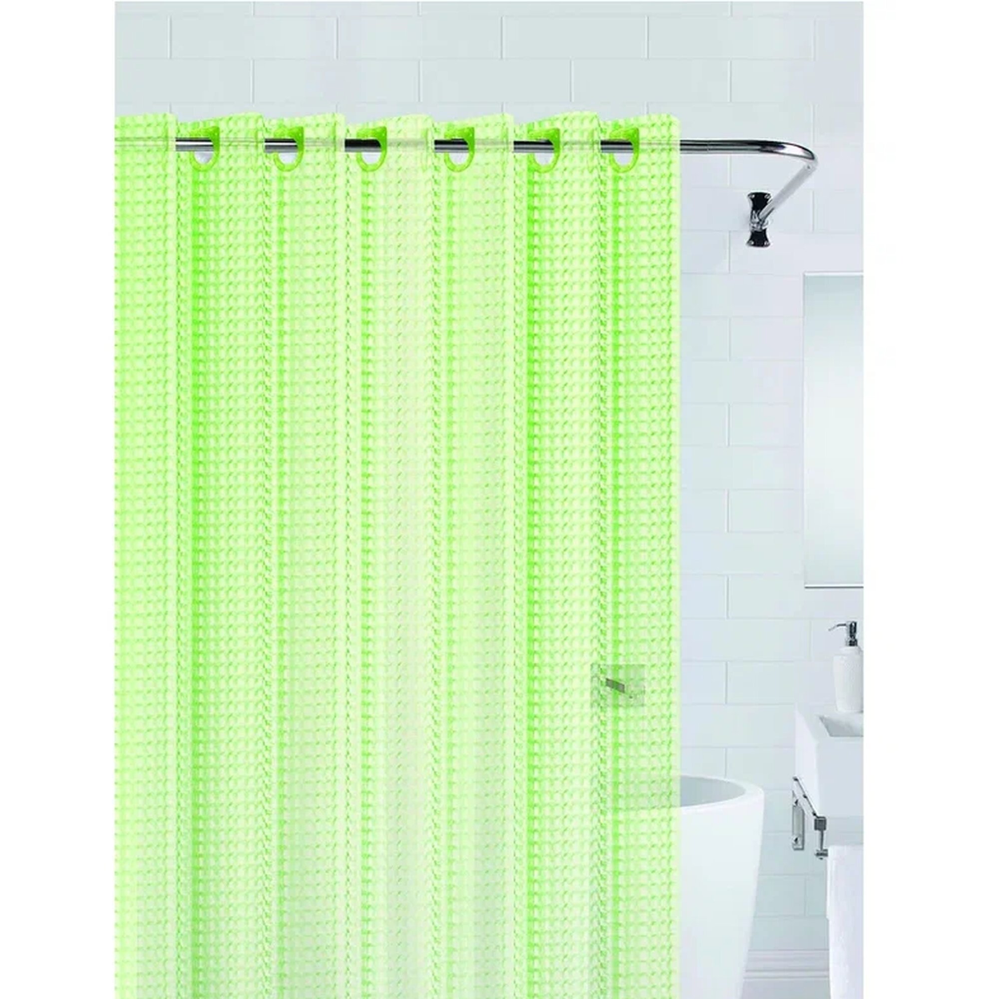 Штора для ванной 180х200 3D с люверсами BathPlus NFD-3D-green