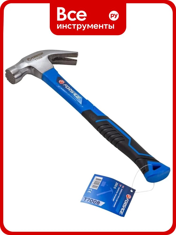 Молоток-гвоздодер с магнитным держателем гвоздя Forsage 250гр. F-T7008(56615)