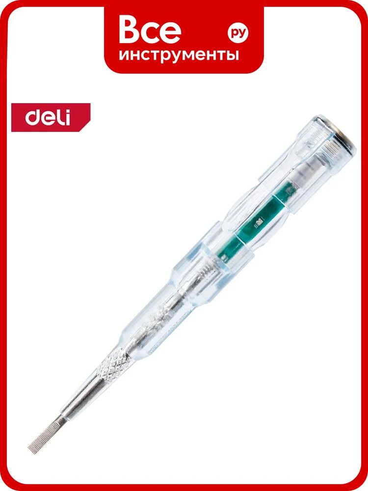 Индикаторная отвертка-тестер напряжения DELI светодиодная DL8004 12-250 В 133456