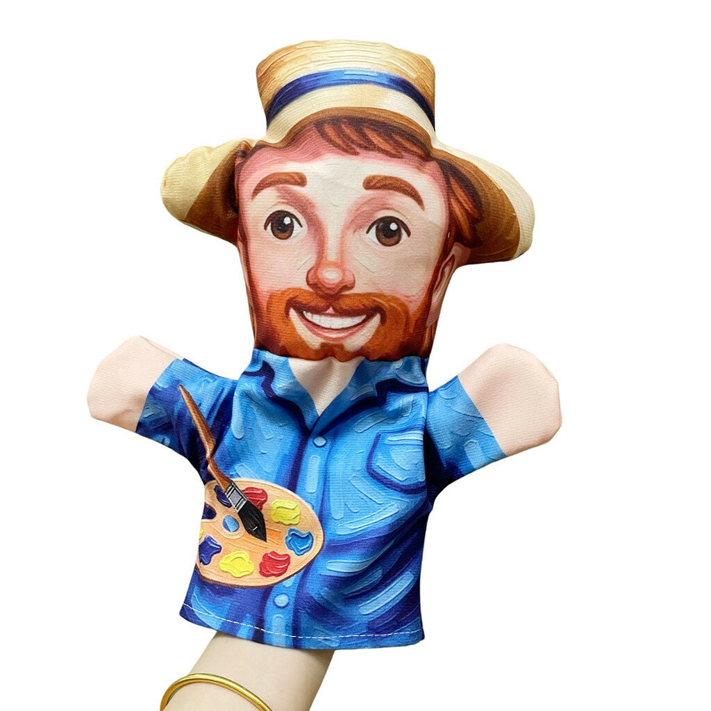 Professional person plush finger puppet toy with soft pp cotton for kids play and collectible items painter