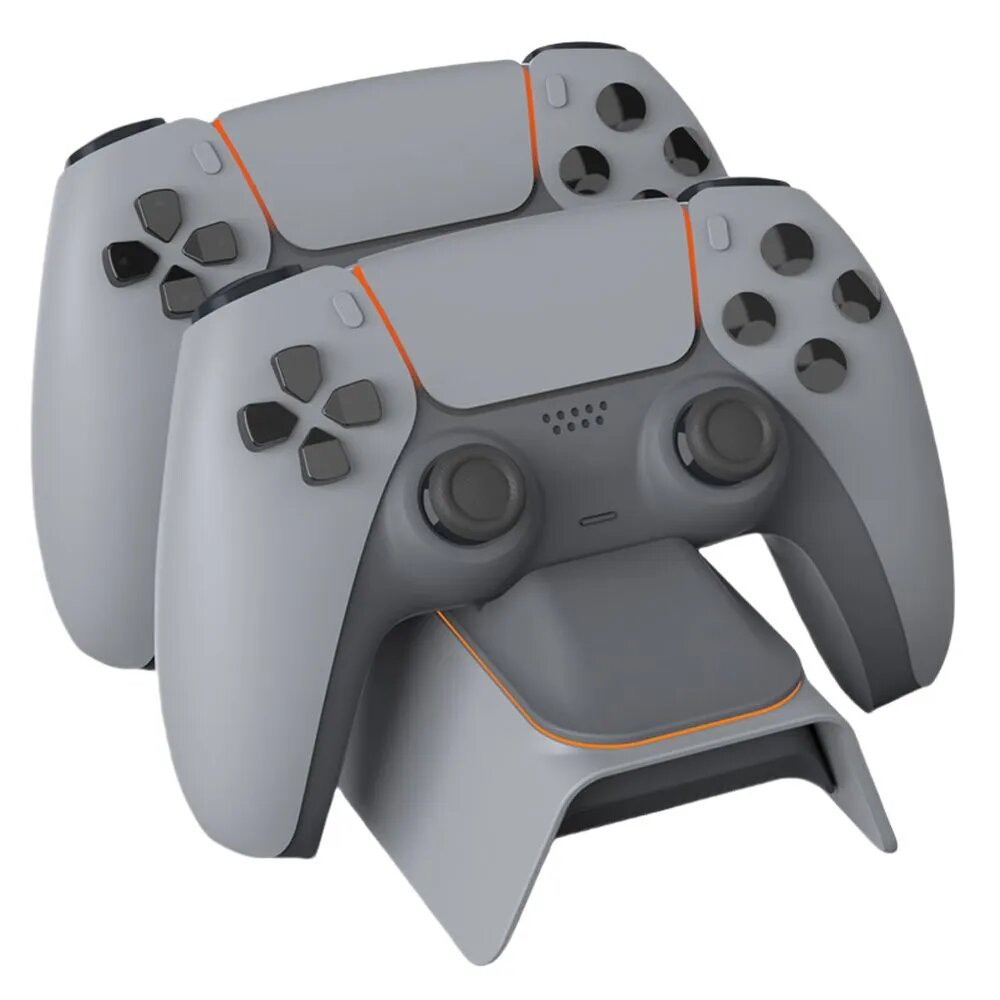 Зарядная станция для PS5 на 2 контроллера, серая, с LED-подсветкой