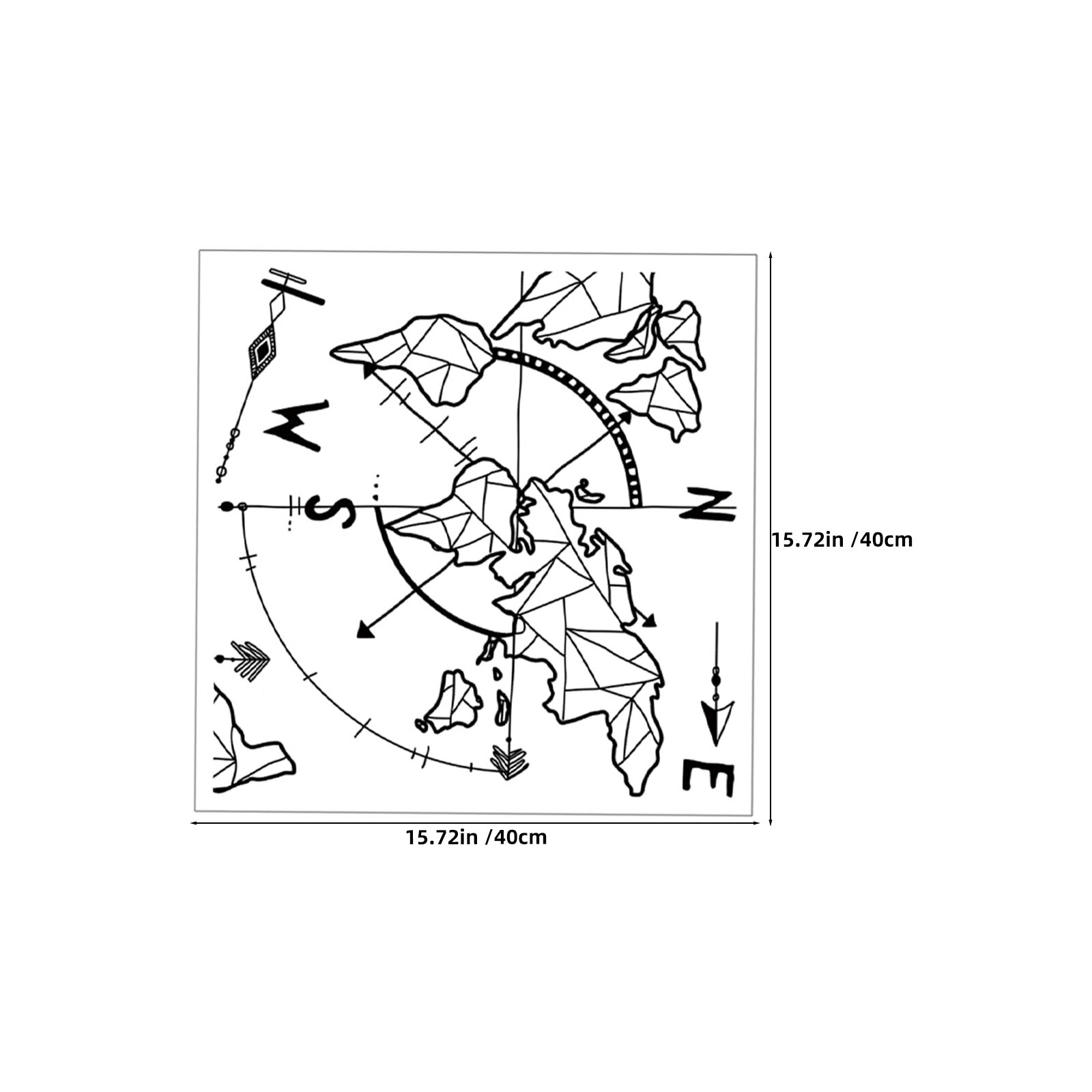 Самоклеющиеся Наклейки Для Стен Карта Мира Компас Координаты 62.00X47.10X0.10Cm