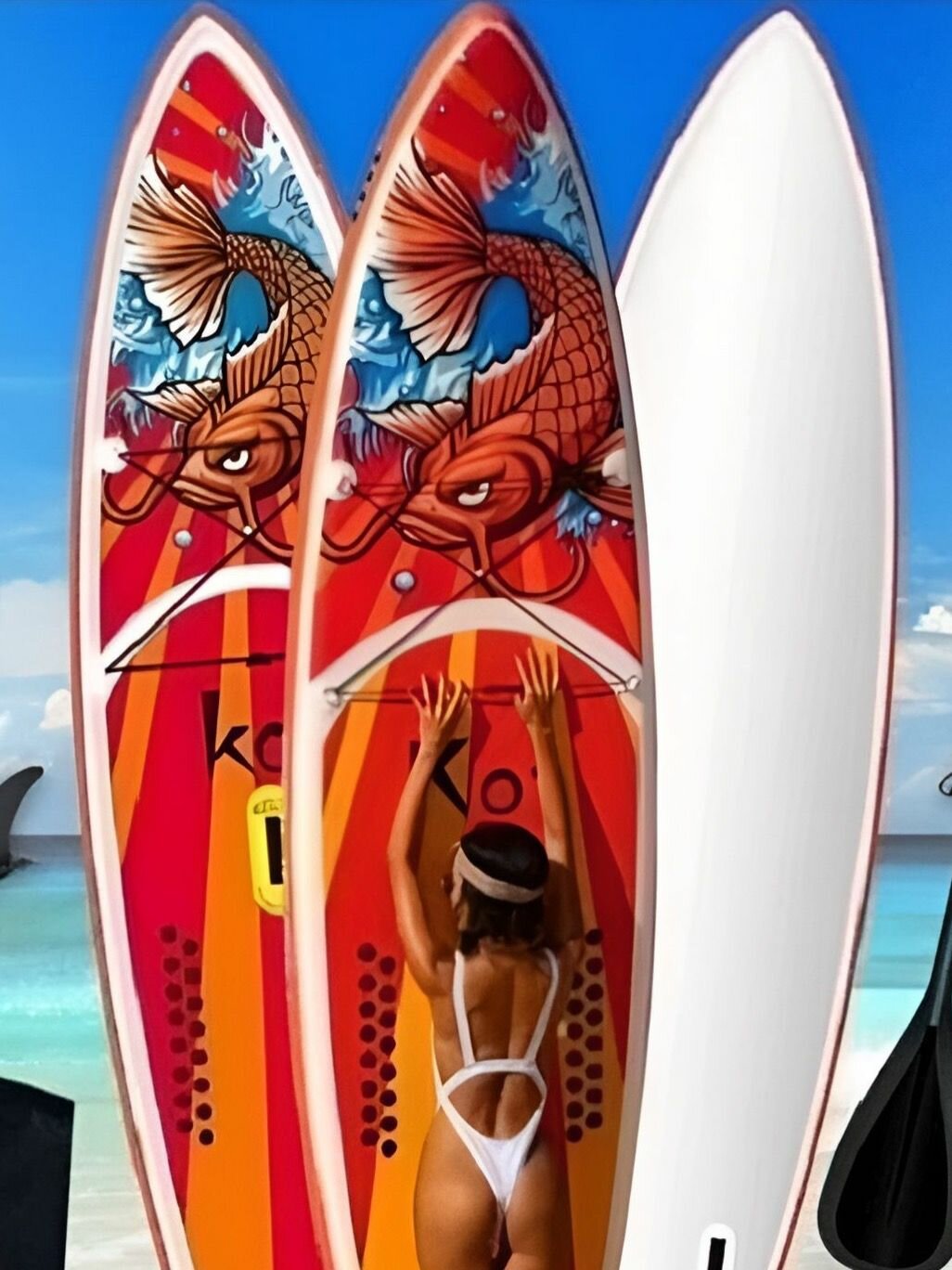 Сап доска Sup board KOI 01Е 11.6' Надувная SUP-доска c веслом и насосом / двухслойный /350х84х15см/ SUP board для начинающих. Надувная доска для плавания с веслом. Спортивный комплект для серфинга