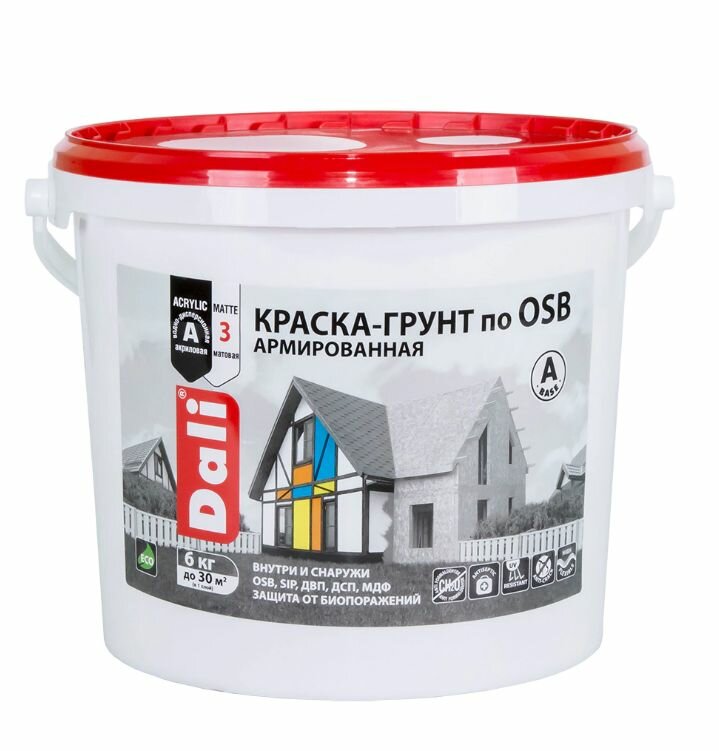 Краска-грунт по OSB Dali армированная белая база A 6 кг