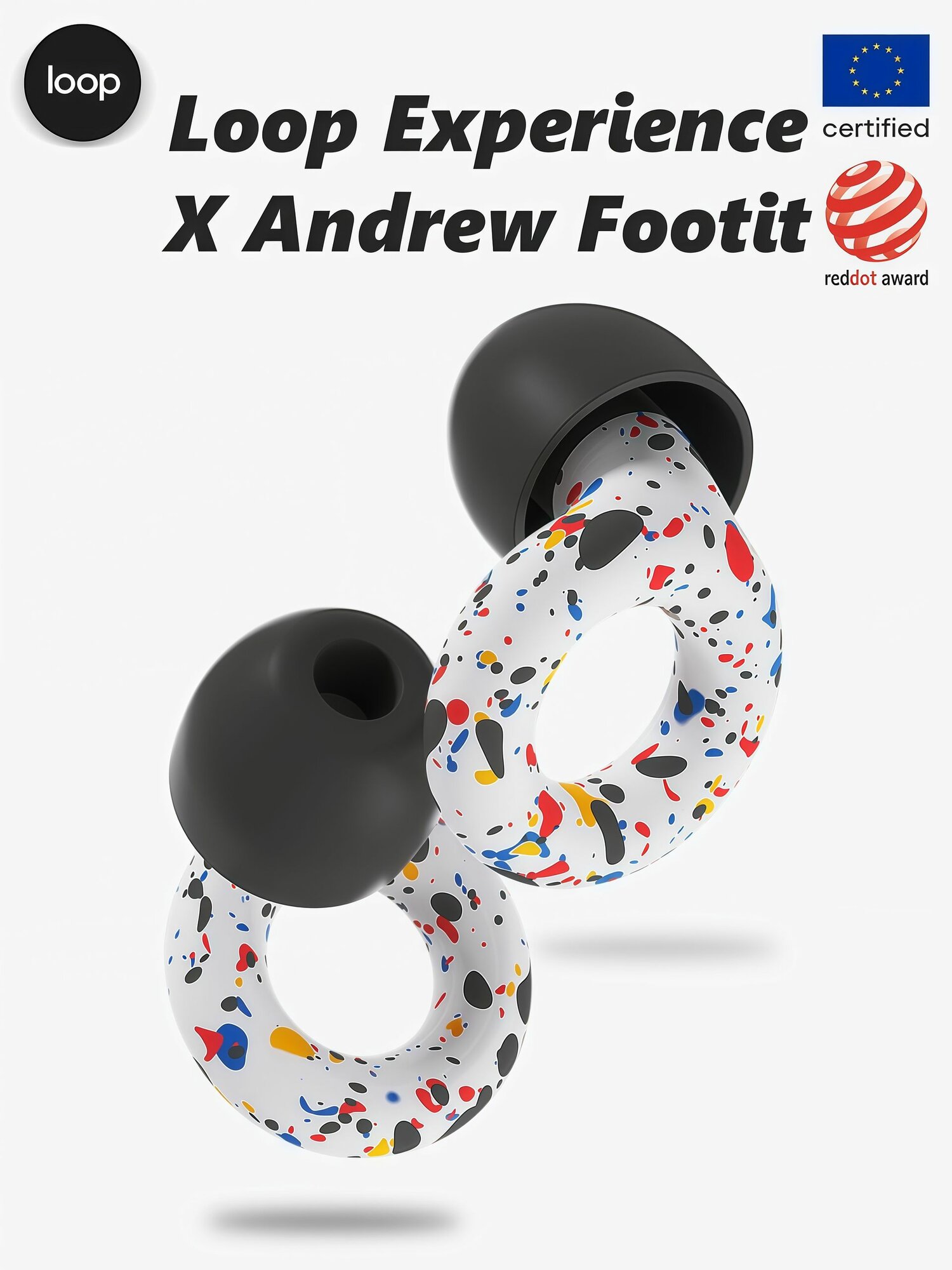 Силиконовые шумоподавляющие беруши Loop Experience х Andrew Footit лимитированная сплеск-дизайн, премия Red Dot, защита слуха на фестивали, для спокойного сна и работы
