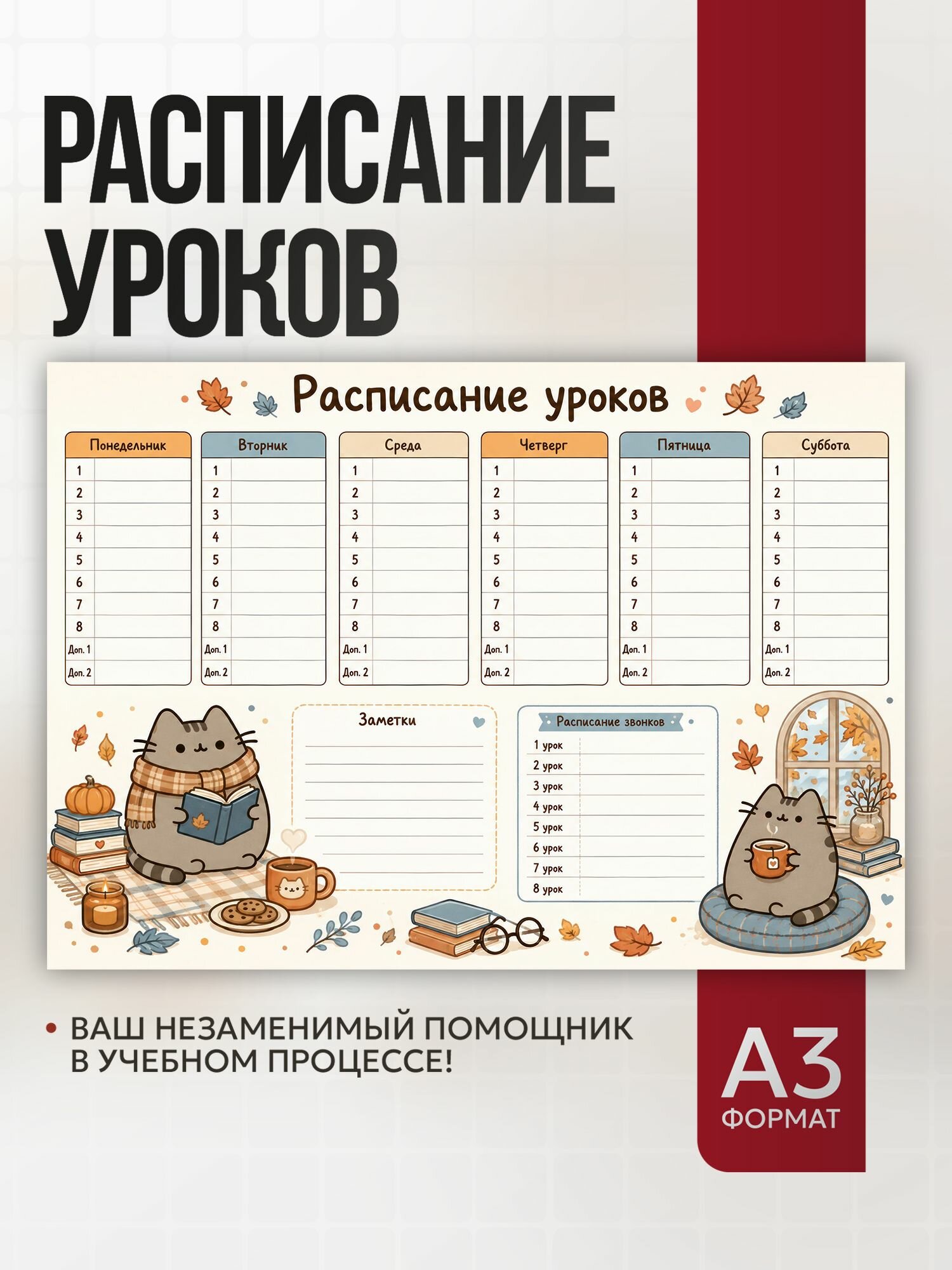 Расписание уроков Pusheen, кот Пушин