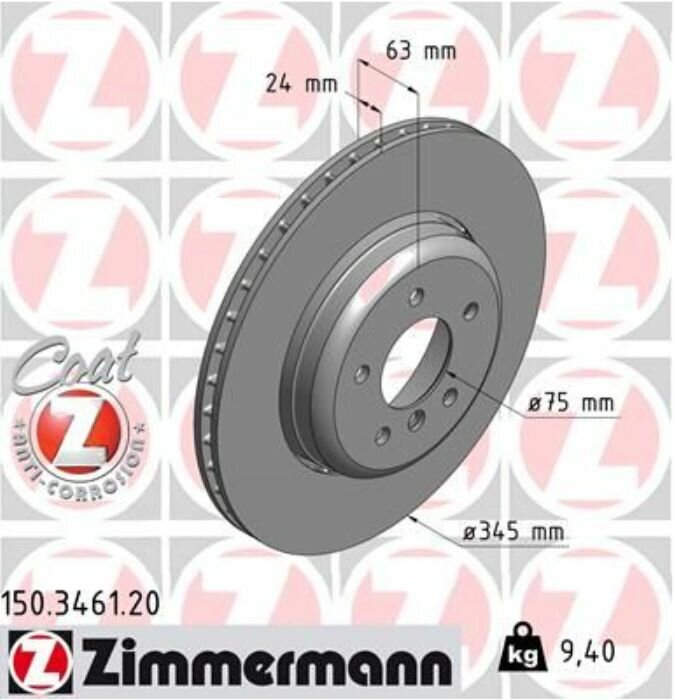 150.3461.20 Диск тормозной BMW 04- задн. Coat Z