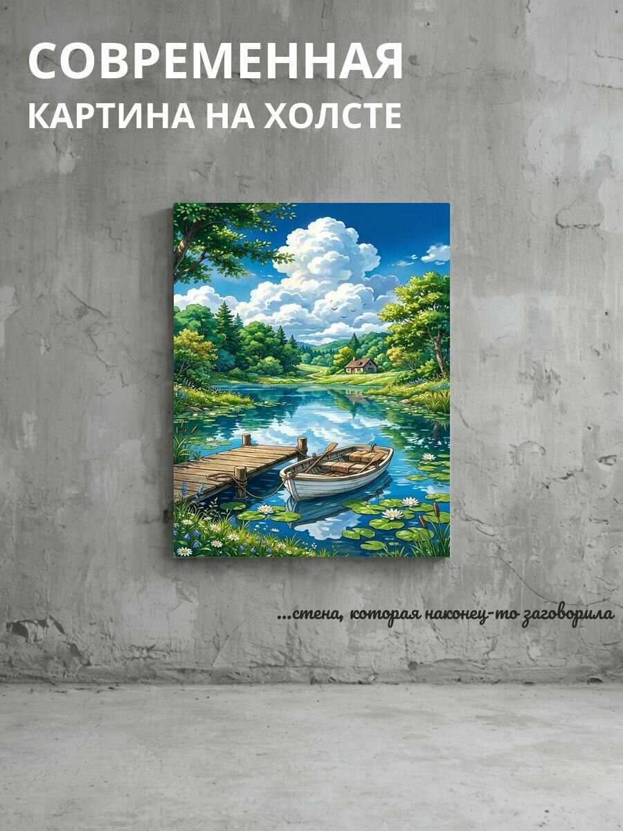 Картина на холсте Морской пейзаж у причала 40x60 см