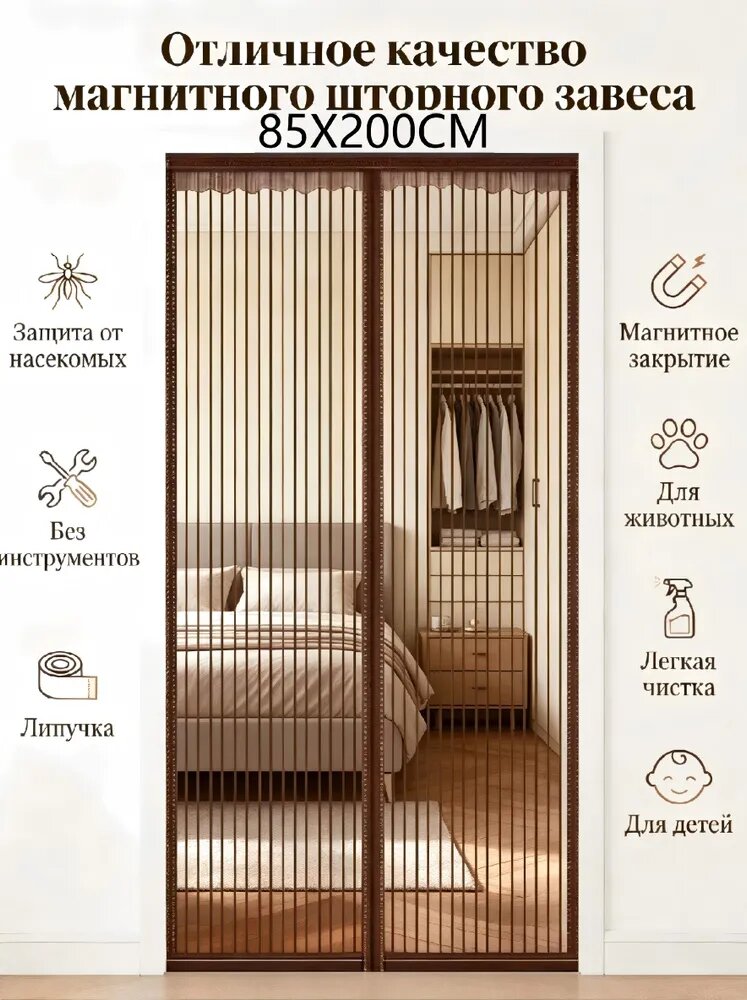 Москитная сетка на дверь на магнитаx_85x200cm