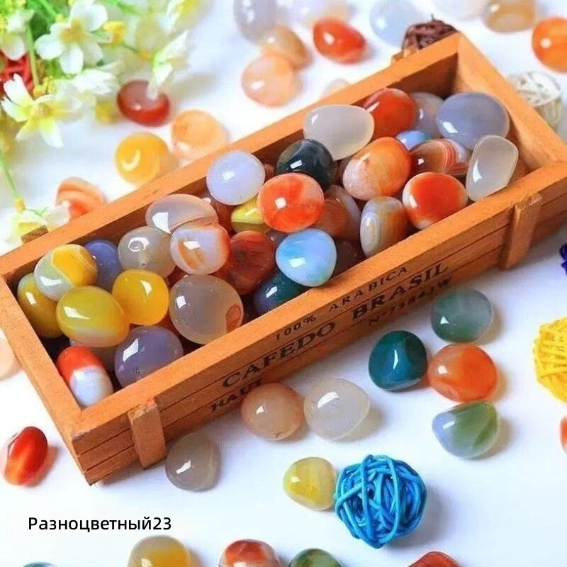 Набор из 23 шт. полированных камней бохо, натуральные и искусственные самоцветы, разноцветные, для декора, творчества и коллекционирования