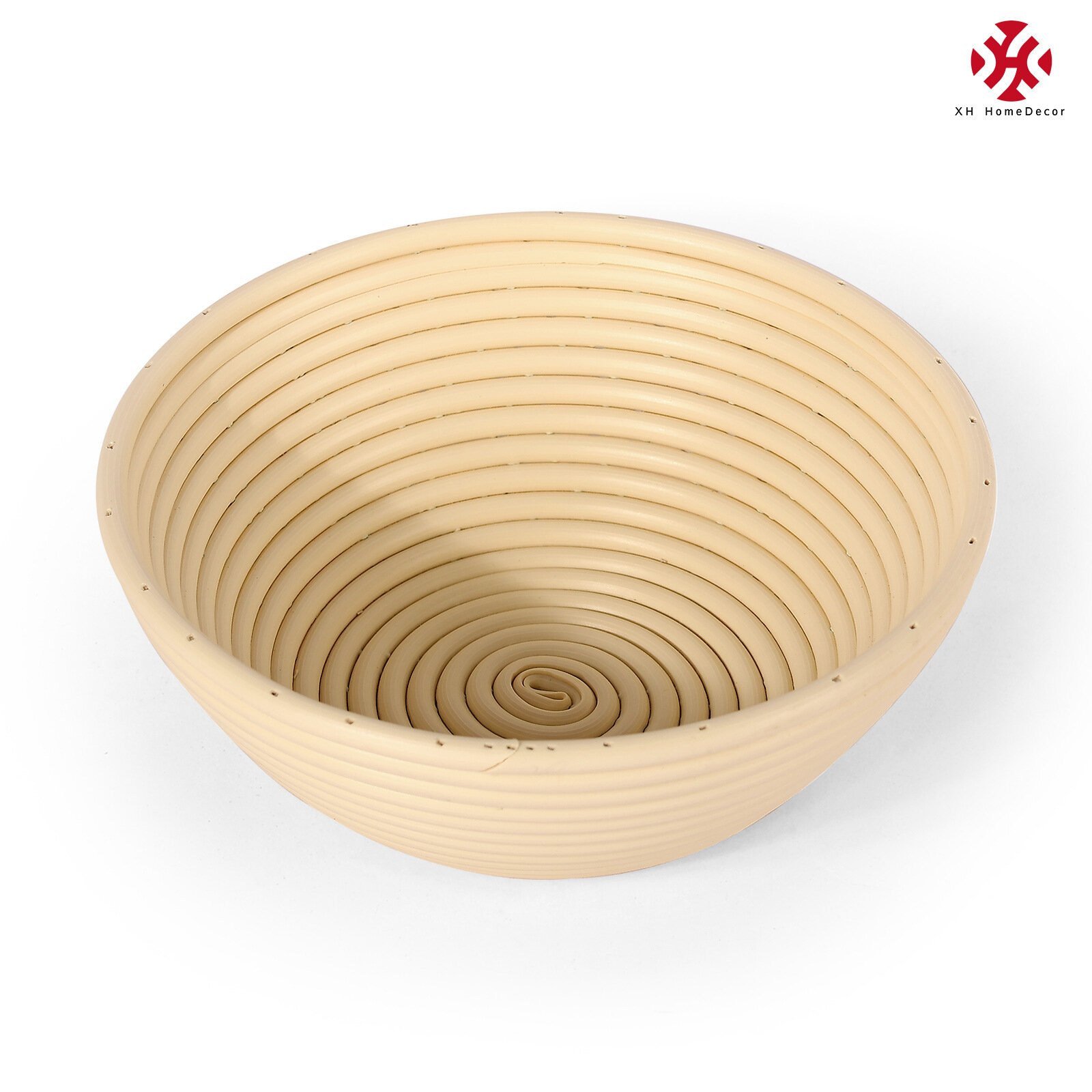 ПП бежевая круглая корзина с тканевым чехлом для теста, 13×6 см