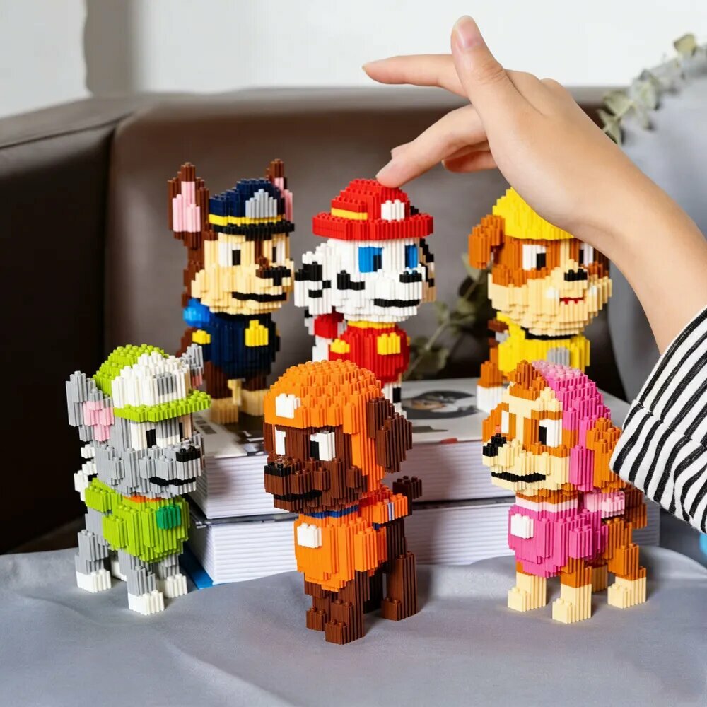 Набор из 6 штук PAW Patrol Лающие командные собаки собирают строительные блоки, крошечные частицы, детские развивающие игрушки