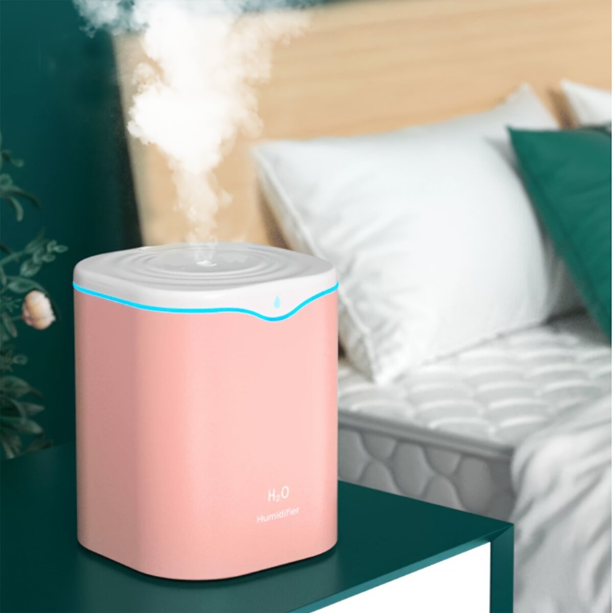 Увлажнитель воздуха с холодным паром, технология Soundwave, USB, бак 67.63 унции, розовый, портативный, для гостиных, спален, офисов и отелей