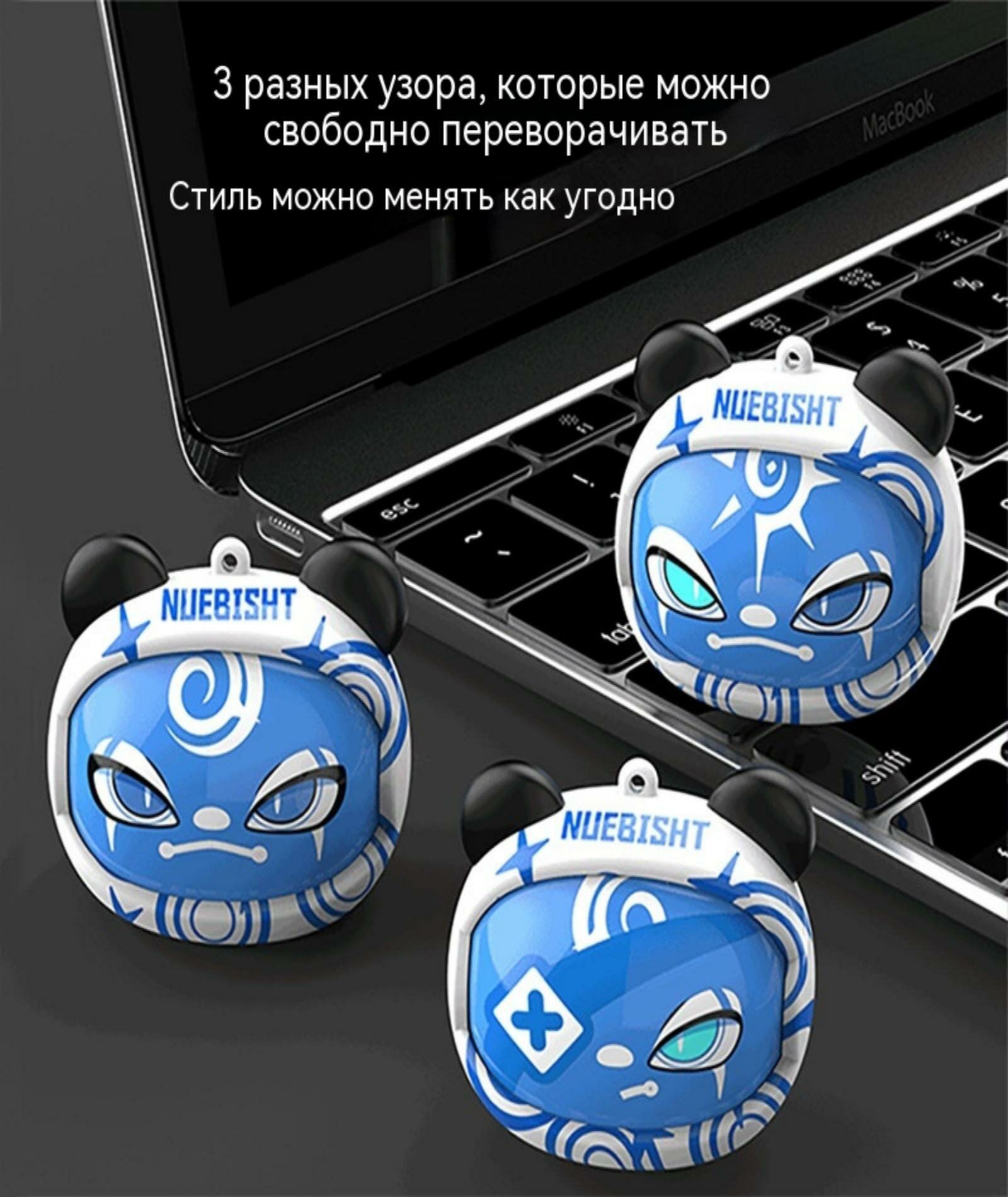 Беспроводные TWS наушники в чехле панды с 3 сменными лицевыми узорами, милый стрит-дизайн для подростков