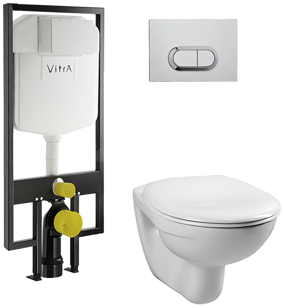 Комплект ПЭК: Унитаз с инсталляцией подвесной VitrA Normus 9773B003-7202 с горизонтальным выпуском белый