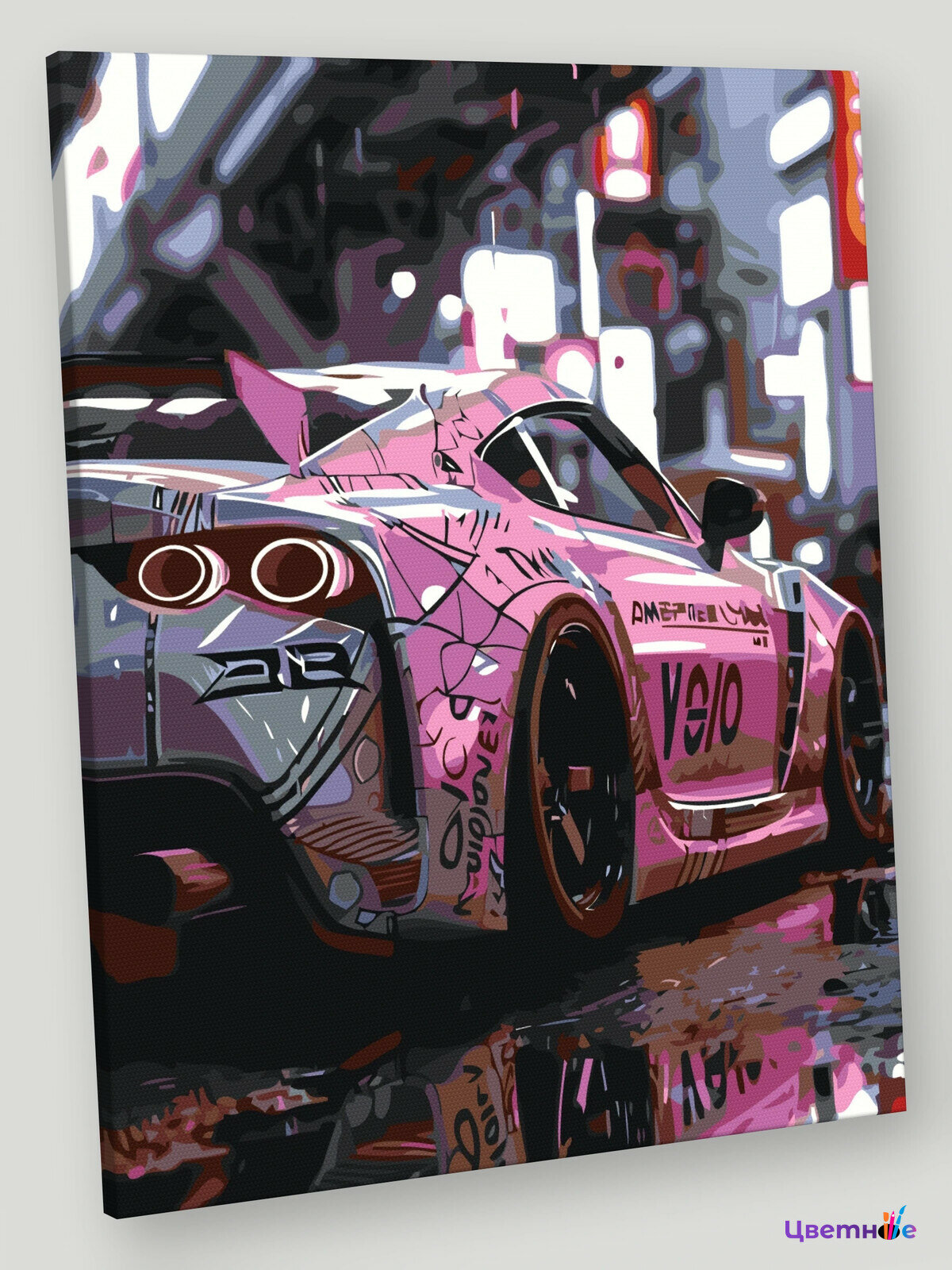 Картина по номерам на холсте с подрамником 40x50 "Машины: розовая Тойота Супра Toyota Supra", стиль