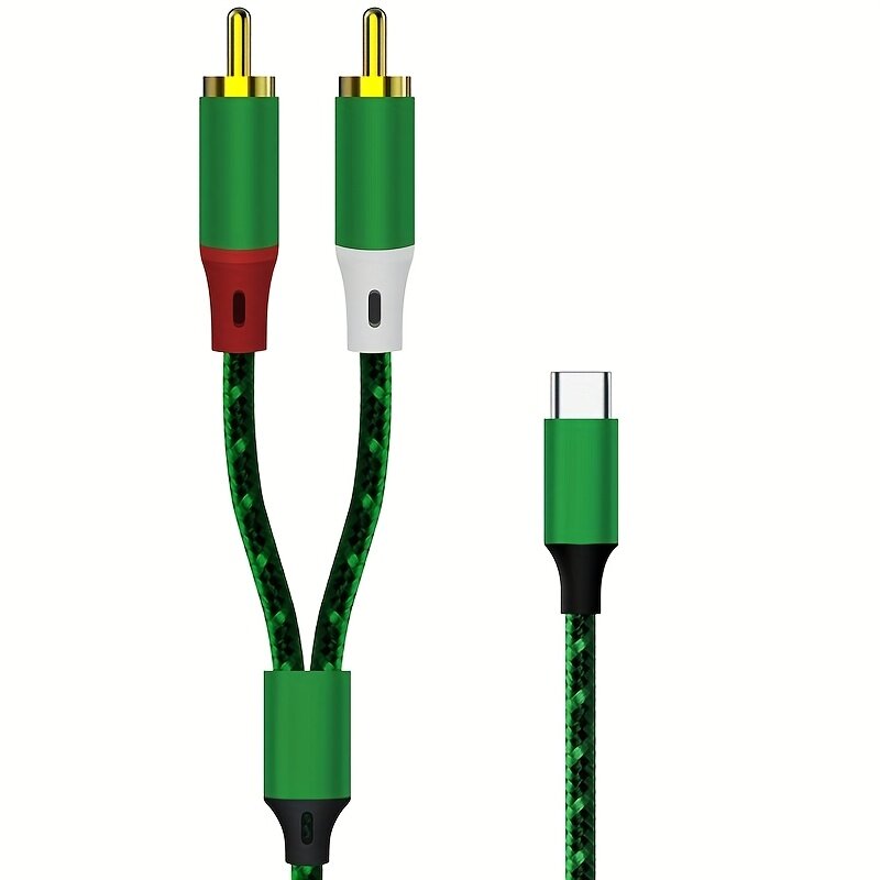 Аудио кабель USB Type-C на 2 RCA, зеленый, 1 м (39.37 дюйма)