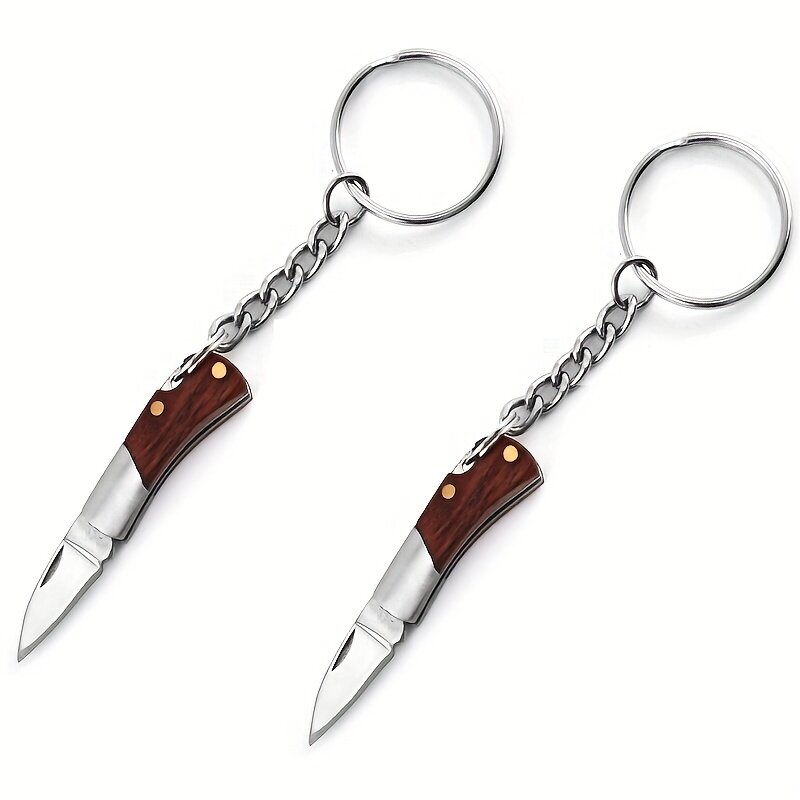 Миниатюрный складной нож EDC, 2 шт, с прямым обухом, с кольцом для ключей, легкий компактный дизайн для кемпинга и походов
