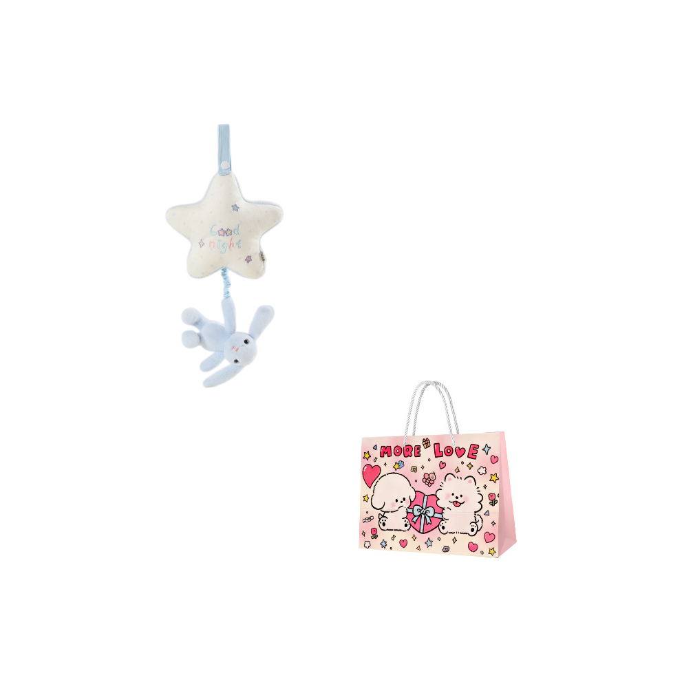 WANTONGLE Dreamy Bunny Музыкальная коробка-гусла с нажимным струнам и плюшевыми брелками длина корпуса 21 см
