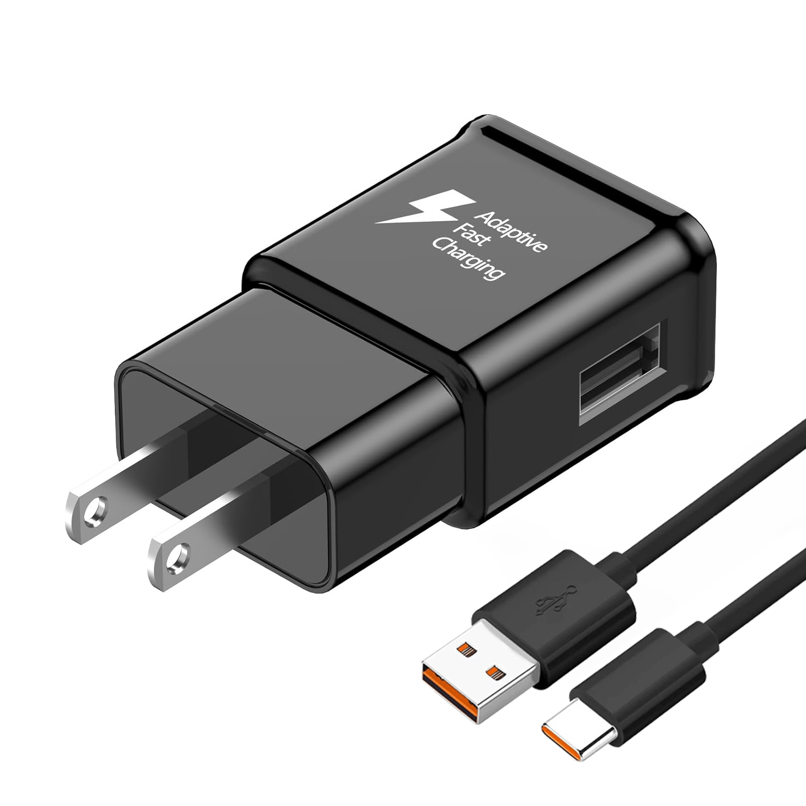 Сетевое зарядное устройство USB с сетевым кабелем, 5V2A, быстрая зарядка, 1 шт, черный, для iPhone 16/15 Pro Max, Samsung Galaxy S25/S24/S23/S22, S21-S8/S7/Edge/Note 10