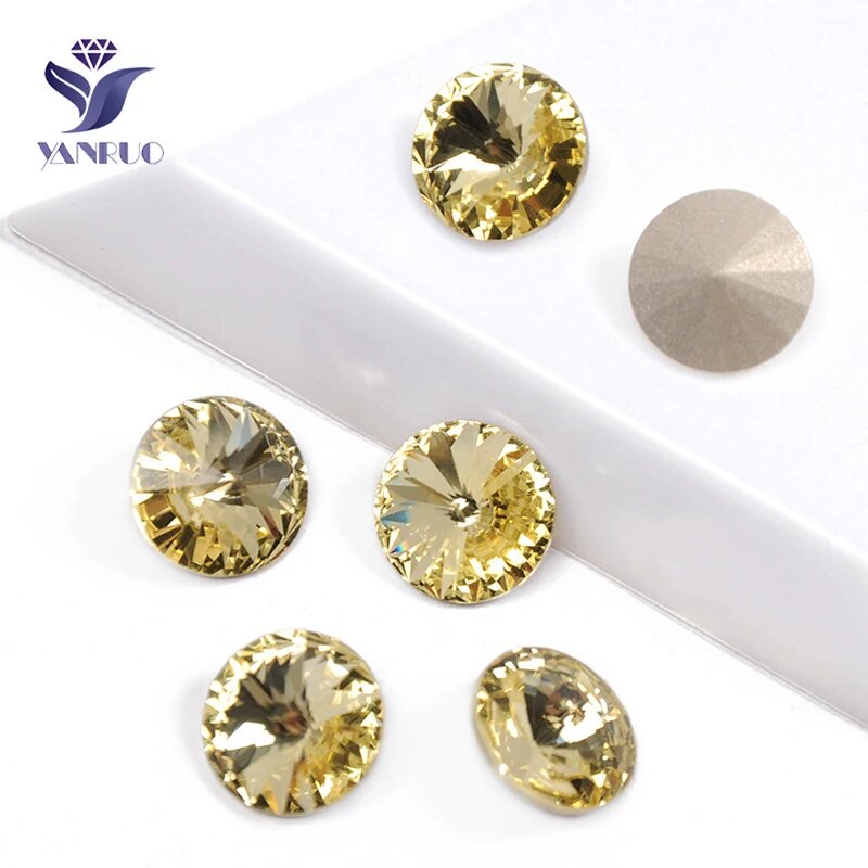 Стразы YANRUO Rivoli 14 мм, 8 шт, желтые