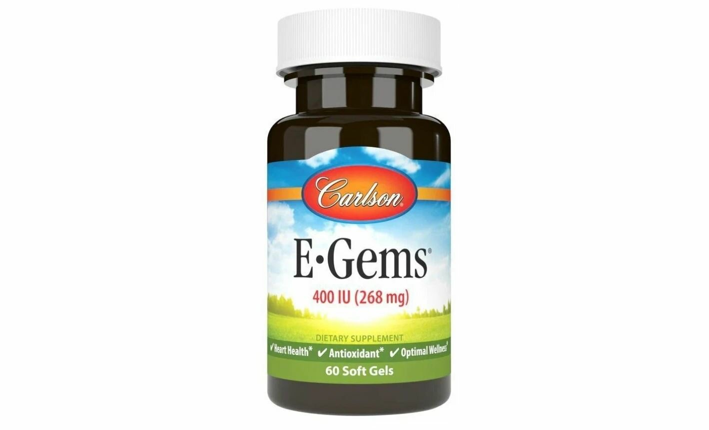 Carlson, E Gems, Антиоксидант Витамин Е 400 МЕ 268 мг, 60 гелевых капсул